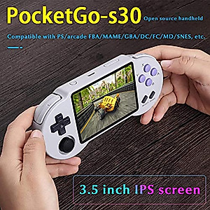AoFeiKeDM Handheld Game Console Pocket PC S30 Open Source Handheld Nostalgic Arcade Portable GBA Retro PSP Game Console (S30+32G-English)