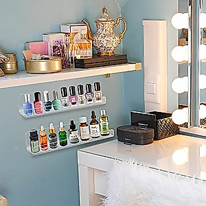 ECOSEAO Kids Floating Bookshelves, Acrylic Wall-Mounted 13.7 inches 4 Pack, Clear Invisible Wall Bookshelves Ledge Book Shelf, 5MM Thicker with Free Screwdriver (13.7inch-4Packs)