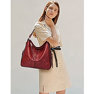 IBLUE Hobo Bags for Women Faux Leather Purses and Handbags Large Hobo Purse with Tassel Shoulder Purse,#D1089 (Brown)