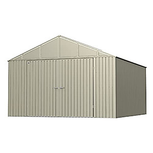 Arrow Shed Elite 12' x 14' Outdoor Lockable Gable Roof Steel Storage Shed Building, Cool Grey