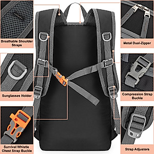 TOMULE 25L Small Hiking Backpack Travel Daypack, Water Resistant Packable Camping Bike Backpack for Women Men