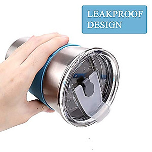 Rommeka 16oz Cups Replacement Lids, Spill Proof and Splash Resistant Lid also Suitable for Yeti Rambler, Ozark Trail 20oz Tumbler Straw Friendly (2 Pack)