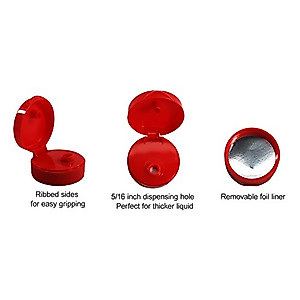 Pinnacle Mercantile Plastic Condiment Squeeze Bottles Dispensing with Red Flip Top Hinged Cap Large 32 oz Empty Set of 4