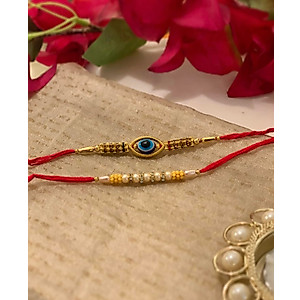 Rakhi For Brother Set of 2 With Greeting Card, Beautiful Designer Raksha Bandhan Rakhi Gift Set For Brother Bhaiya Bhai Bro, Traditional Indian Style Rakshbandhan Rakhi Gifts For Brother