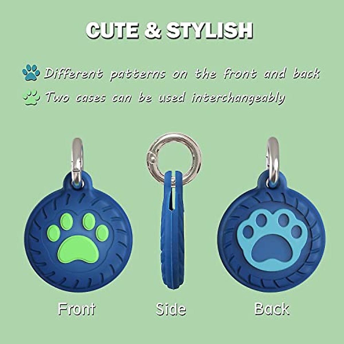 OwXiX Apple AirTag Cases Airtag Keychain Holder for Dog/Cat,Anti-Scratch Skin Cover&Water Resistant Silicone Protective Case for AirTag GPS Tracking with Keychain(2 Pack)