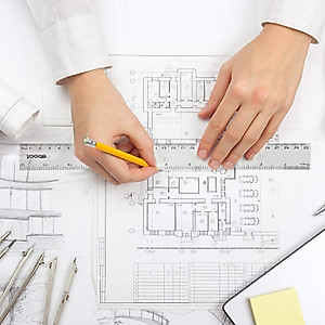 2 Pack Plastic Ruler Straight Ruler Plastic Measuring Tool for Student School Office (Clear, 12 Inch)