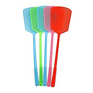 Fly Swatter,5 Pack Plastic Heavy Duty Manual Fly Killer, Long Handle Flyswatter, Large Bug Swatters That Work for Indoor and Outdoor