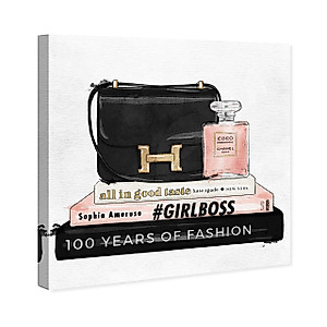 Wynwood Studio Fashion and Glam Wall Art Canvas Prints 'My Always Essentials' Home Décor, 12" x 12", Black, Pink