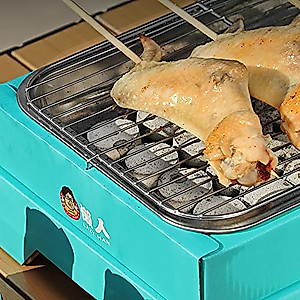 Charcoal Grill, Portable Charcoal Grill, Single Use Compact Detachable Stainless Steel Portable Barbecue Smoker Grill, Compact and Lightweigh and Portable, for Outdoor Camping Barbecue Picnic(BLU