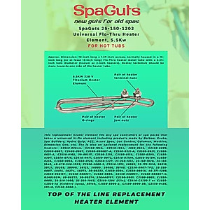 SpaGuts 25-150-1202 Universal Flo-Thru Heater Element, 5.5Kw, Titanium