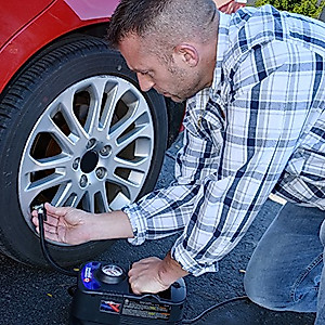 Campbell Hausfeld 150 PSI Tire Inflator, 120 Volt Auto Tire Pump, Portable Air Compressor for Car and Bicycle Tires and other Inflatables (RP410099AV)