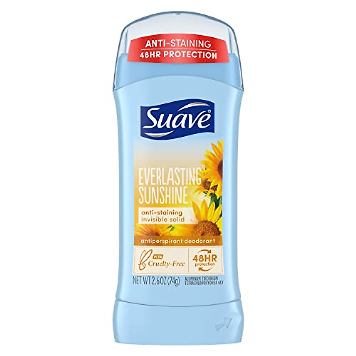 Suave Deodorant Antiperspirant & Deodorant Stick 48-hour Odor and Wetness Protection Everlasting Sunshine Deodorant for Women 2.6 oz