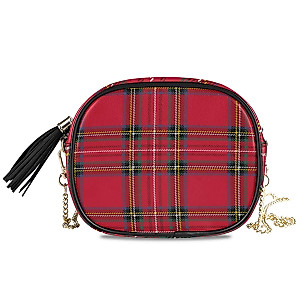 ALAZA Tartan Background Plaid Crossbody Bag with Adjustable Metal Chain Strap for Women Girl
