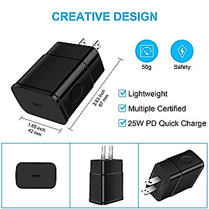 USB C Samsung Fast Charger, 25W PD Type C Super Fast Charging Block for Samsung Galaxy S23 S22 S21 FE S20 A04s A03s A14 A53 A13 Z Fold 4,Pixel 7/7 Pro/6a, 6Ft Android Charger Cable USB C to USB C Cord
