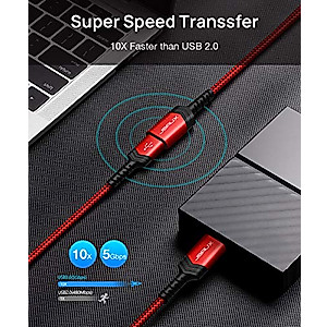 JSAUX USB 3.0 Extension Cable, [2 Pack 6.6ft] USB A Male to Female Extension Extender Cord High Data Transfer Compatible for USB Flash Drive, Keyboard, Printer, Xbox, Hard Drive and More-Red