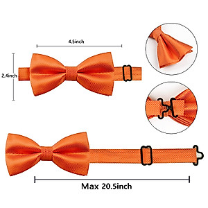 Alizeal Mens Solid Mini Squares Formal Banded Pre-tied Bow Ties Set-Orange