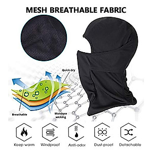 Valleycomfy 4PCS Balaclava Ski Mask Winter Face Mask Men Women UV Protection Hood Windproof Sun Hood Tactical Masks(Black)