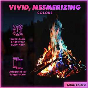 Magical Flames Fire Color Changing Packets for Campfires, Fire Pit, Outdoor Fireplaces - Camping Essentials for Kids & Adults - 12 Pack