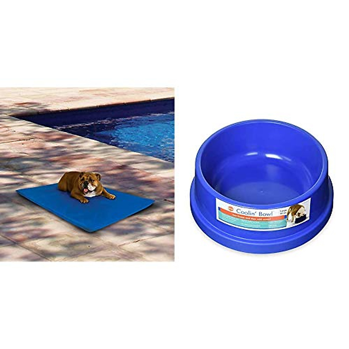 K&H Pet Products Cooler Dog Combo Cool Bed III Medium and Freezable Coolin' Bowl 96 Ounce