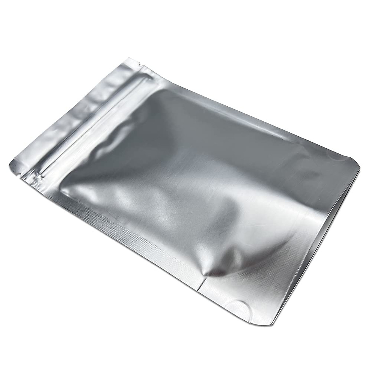 PABCK 50 Pieces 4.3x6.3 inch(Inside Size 3.5x3.9 inch) Stand-Up Resealable Heat Seal Bags 3.55mil Thick Frosted Silver Foil Sealed Bags for Zip Packaging Lock Food Storage Pouch
