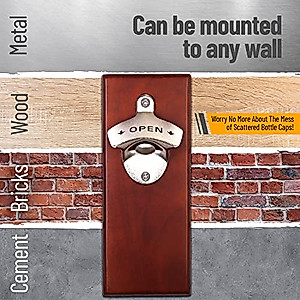 Gifts for Men Dad, Magnetic Bottle Opener - Wall Mounted Beer Opener with Auto-Catch Function - Refrigerator Mount or Install on Brick, Cement, Wood and Metal Wall - Great Gifts for Men Dad Husband