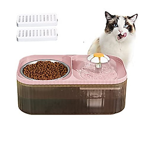 Suertree Cat Fountain Water Bowl Stainless Steel, 101oz/3L Automatic Pet Water Fountain, Dog Water Dispenser Cat Feeding Watering Supplies with 2 Filters for Cats, Dogs, Pets Pink