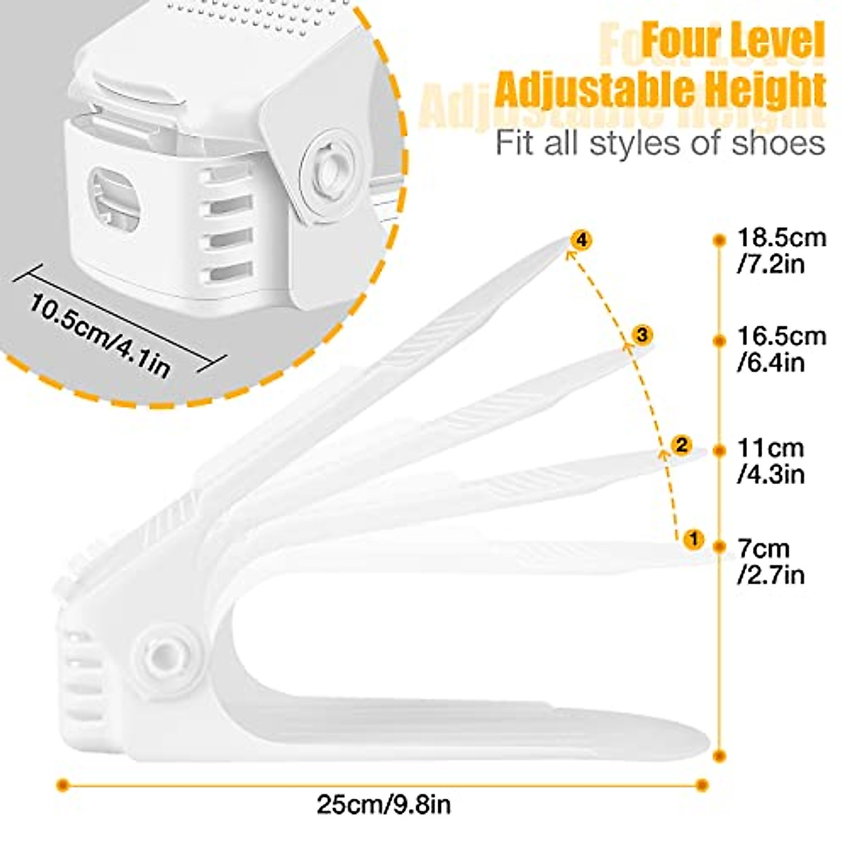 Neprock Shoes Organizer for Closet,Upgraded Shoe Slots Organizer 50% Space Saver Shoe Storage,Adjustable Shoe Stacker Shoe Rack Holder for Closet Organization,Organizadores De Zapatos(20-Pack)(White)