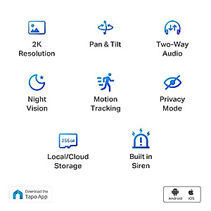 TP-Link Tapo 2K Pan/Tilt Security Camera for Baby Monitor, Dog Camera w/ Motion Detection, Motion Tracking, 2-Way Audio, Night Vision, Cloud &SD Card Storage, Works w/ Alexa & Google Home (Tapo C210)