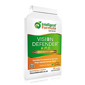 AREDS2 VISION DEFENDER AMD Supplement: Lutein, Zeaxanthin, Zinc, Vitamin E – AREDS 2 Eye Vitamins, Minerals, Nutrients for Eyes. 3 Months Supply (90 tablets) One-A-Day Vegan Eye Supplement. Made in UK