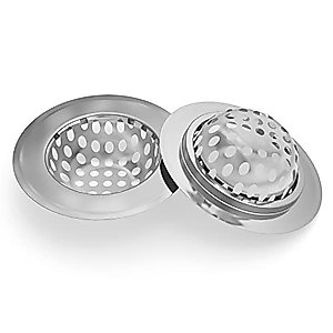 Bathroom Sink Strainer Basket - Rust Free Stainless Steel Lavatory Sink Drain Strainer - 2 Pack Shower Drain Hair Catcher 2.25 Inch Diameter for Utility, Laundry, RV Small Kitchen Sink Drains