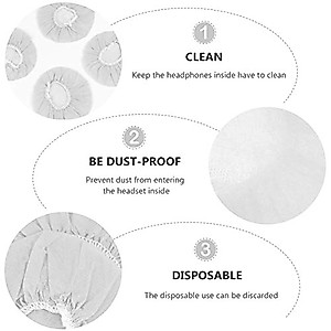 Healifty Headphone Covers 50pairs Sleeve Disposable Ear Most Stretchy Woven Nonwoven Headphones for Non- on Fit White Earpad Sweatproof Cover, Protector Earpads Covers Headphone of