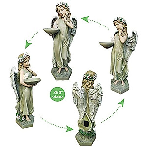 CHRUI Angel Outdoor Garden Decor Statues, 20 inch Solar Outdoor Patio Angel Art Garden Cemetery Decorations Statue for Patio, Lawn, Yard Decoration, Housewarming Garden Unique Gift