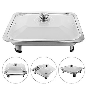 Metal Tray Chafing Dish Buffet Set Stainless Steel Rectangular Chafers with Cover Lid Buffet Server Food Warmer Catering Pan Hot Steam Table Tray Stainless Steel Griddle