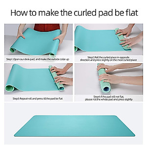 YSAGi Desk Pad, Desk Mat, 31.5" x 15.7" Laptop Leather Desk Pad Protector, Large Leather Desk Blotter for Keyboard and Mouse, Waterproof Desk Writing Pad for Office(Calamine Blue+Cobalt Green)