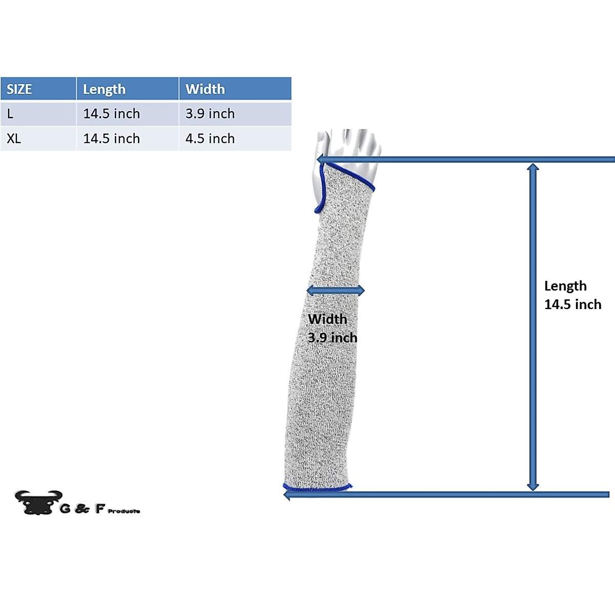Cut Resistant Sleeves, Level 5 Protection, Slash Resistant Arm Sleeves, 14" Long, Sold By Pair (2Piece)