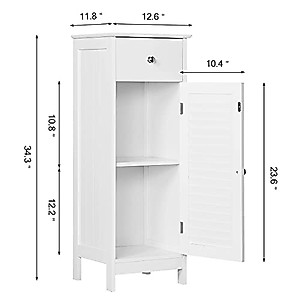 Yaheetech Bathroom Floor Storage Cabinet, Freestanding Side Table Storage Organizer Unit with Drawer and Single Shutter Door, L12.6xW12xH34.5 Inches