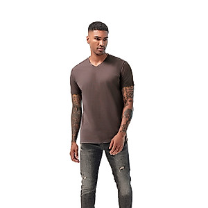 KLIEGOU Men's V Neck T Shirts - Casual Stylish Tees for Men Coffee XXXL