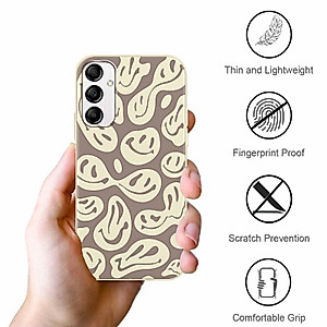 RUMDEY 2 Pack Happy Smile Face for Samsung Galaxy A14 5G 6.8" Phone Case,Aesthetic Cute Funny Design Cases Soft Silicone Slim TPU Shockproof Protective Bumper Cover for Women Men Girls-Kawaii Smiles