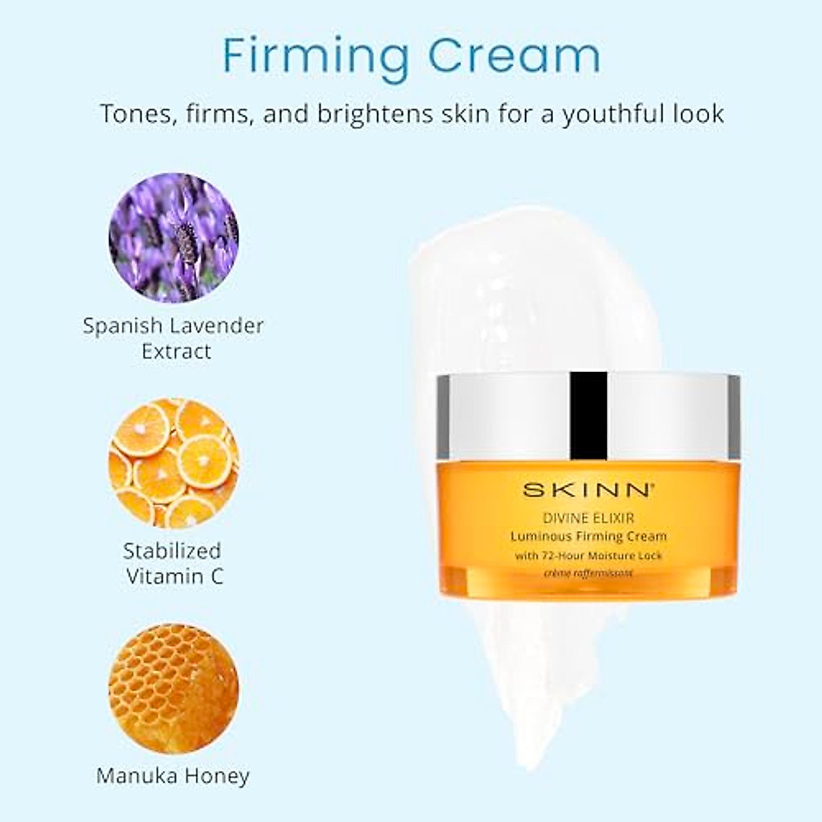 SKINN Luminous Facial Oil and Face Firming Cream Set - Anti-Aging Skin Care Duo to Reduce Fine Lines, Wrinkles & Strengthen Skins Barrier with Vitamin C & Manuka Honey