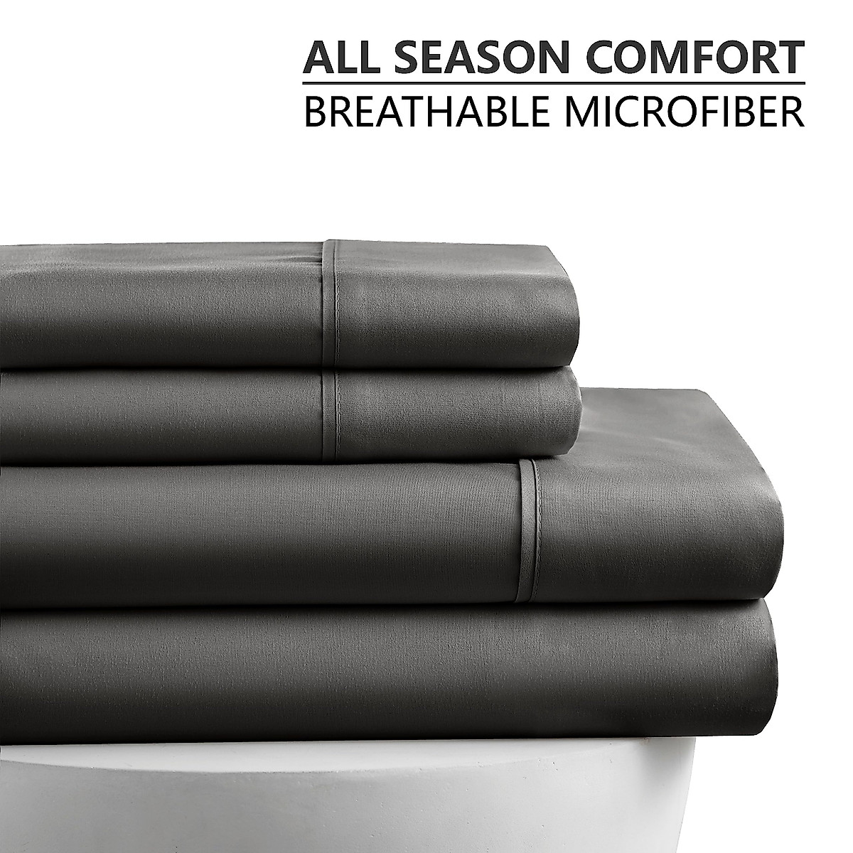 American Home Collection King Sheet Sets - Ultra-Soft Microfiber Bed Sheets - Wrinkle - Resistant, Breathable, Deep Pockets - Dark Gray