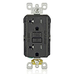 Leviton GFTR2-E Self-Test SmartlockPro Slim GFCI Tamper-Resistant Receptacle with LED Indicator, Wallplate Included, 20-Amp, Black