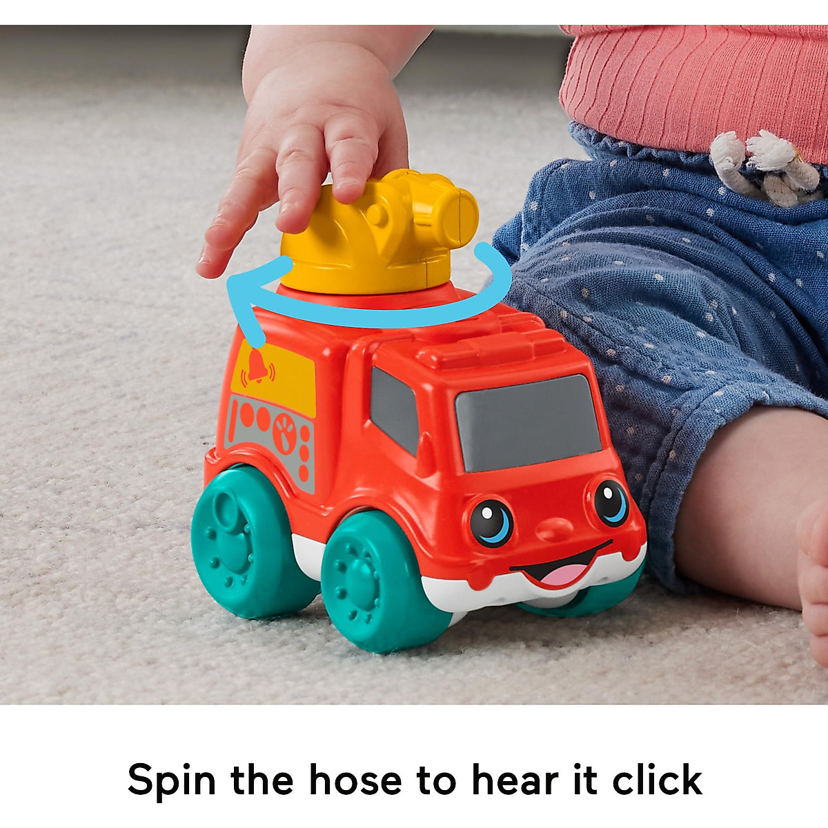 Fisher-Price Baby Toy Chime & Ride Fire Truck Push-Along Vehicle with Fine Motor Activities for Infants Ages 6+ Months