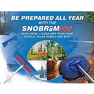 SNOBRUM 365 - Snow Remover for Cars and Trucks with Microfiber Mop Head for Cleaning - 2-in-1 Snow and Car Cleaning Brush for Year Round Use - 28 to 63 Inch Automotive Brush with Foam and Mop Head