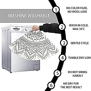 HEBE Boho Round Rugs 5.2Ft Washable Non Slip Round Area Rug Throw Soft Cute Round Nursery Rug Soft Fluffy Bathroom Rug Circle Rug for Bedroom Dorm Kids Room Nursery