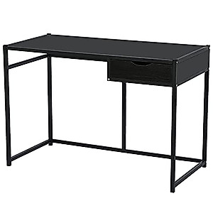 AZXY Computer Desk with Storage Drawer, 42” Home Office Desk Metal Frame, Drawing Table Writing Study Workstation for Men Women, Made of Excellent Environmentally Friendly Plates (Black)
