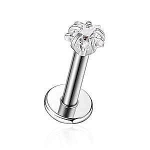 Gabry&jwl 4Pcs 16G 316L Stainless Steel Lip Studs/Ear Studs Love/Star/Square/Round Shape Cubic Zircon Labret Tragus Cartilage Helix Lobe Earring Studs Monroe Lip Piercing