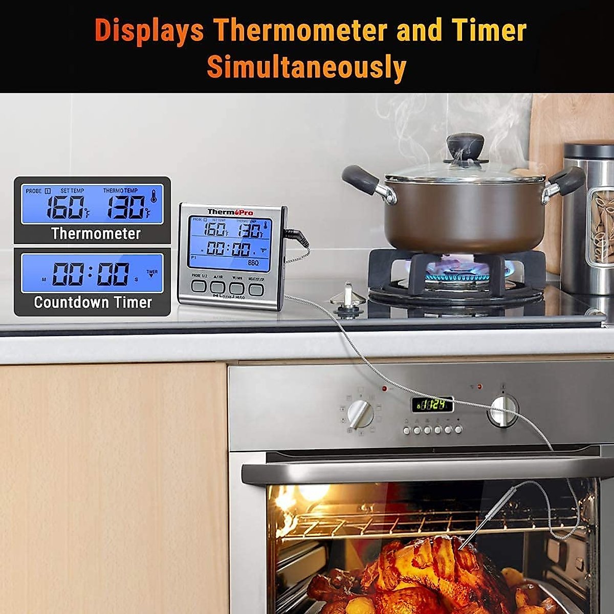 ThermoPro TP-17 Dual Probe Digital Cooking Meat Thermometer + ThermoPro TP610 Dual Probe Instant Read Meat Thermometer