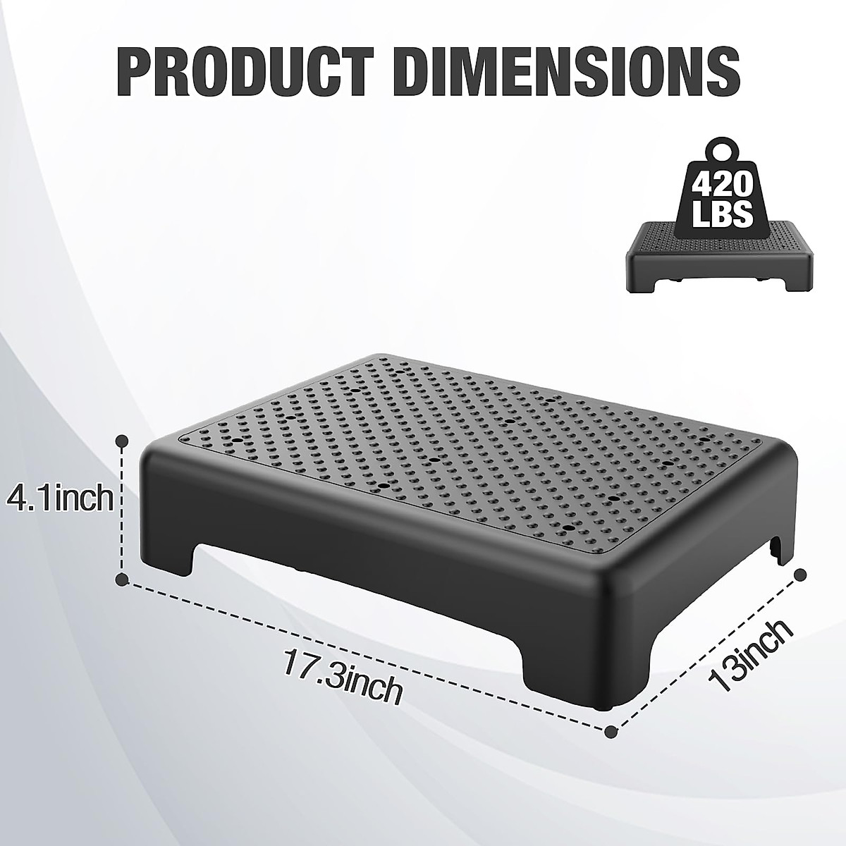 HBTower Step Stool, Mobility Step Stool for Adults & Seniors, Non-Slip Step Platform Indoor and Outdoor, Portable Step Riser, Safety Step for Car, Bedside, Office, Shower, Stairs, Black