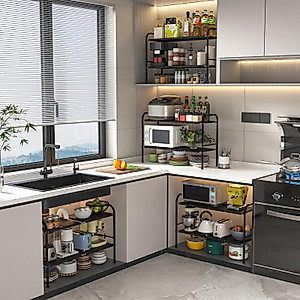 Finneya Under Sink Organizers,Expandable Cabinet Shelf Organizer 2 Tier Under Storage Rack with Removable Panels,Multi-Use for Under Kitchen Bathroom Sink Organizers and Storage