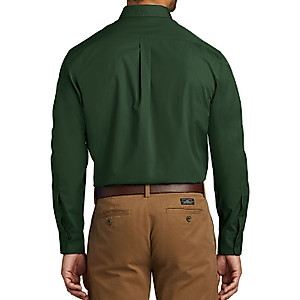 Men's Long Sleeve Professional Uniform Carefree Poplin Shirt Deep Forest Green Large